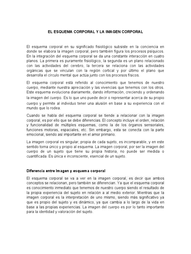 El Esquema Corporal y La Imagen Corporal | PDF