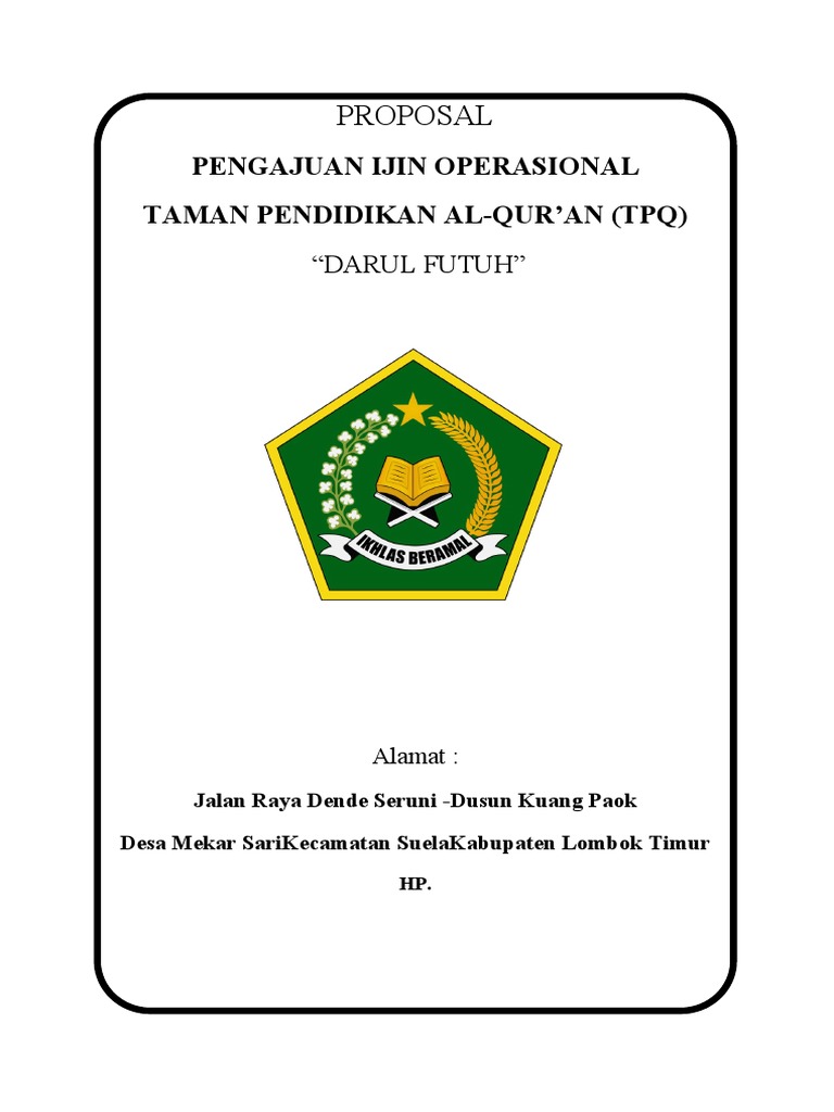 Proposal Izin Operasional TPQ | PDF