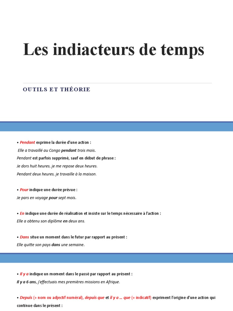 Indicateurs de Temps 2 (1) | PDF