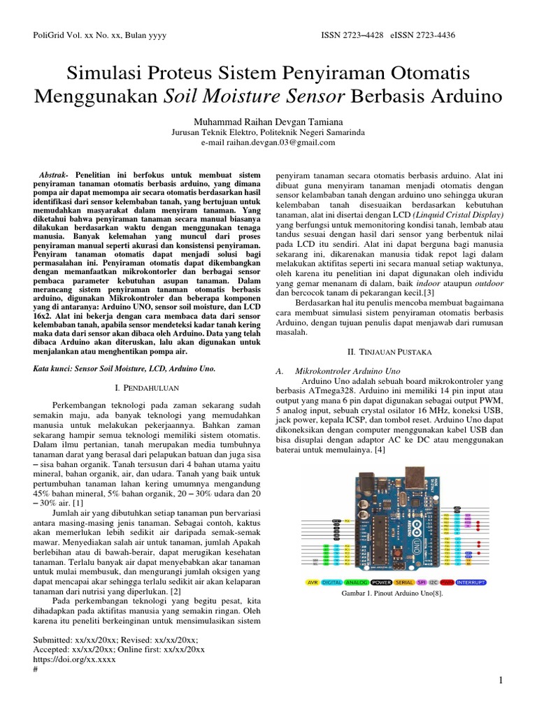 Simulasi Proteus Penyiraman Otomatis Berbasis Arduino Jurnal