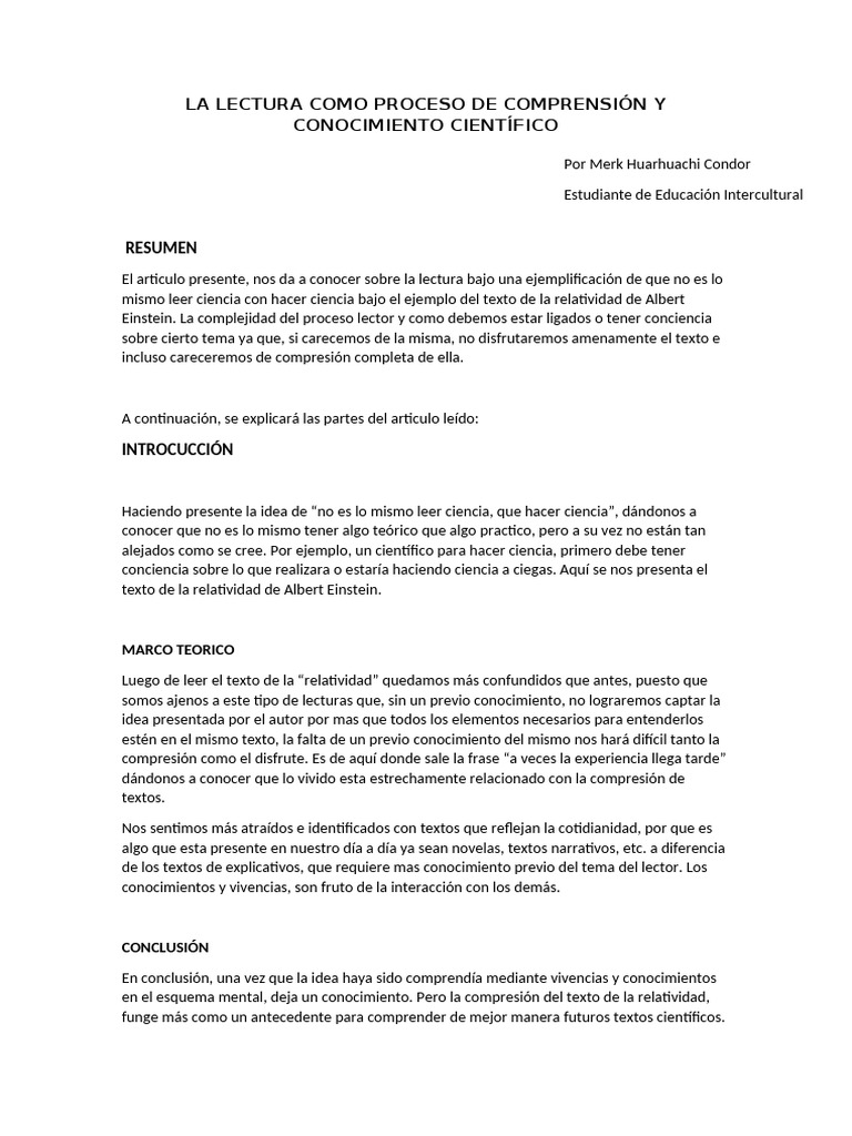Informe Huarhuachi Condor, Merk | PDF | Conocimiento | Método de enseñanza