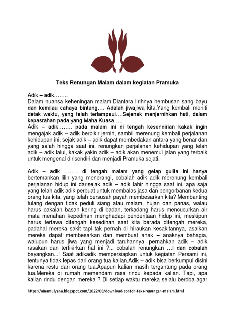 Teks Renungan Malam Dalam Kegiatan Pramuka Ok | PDF