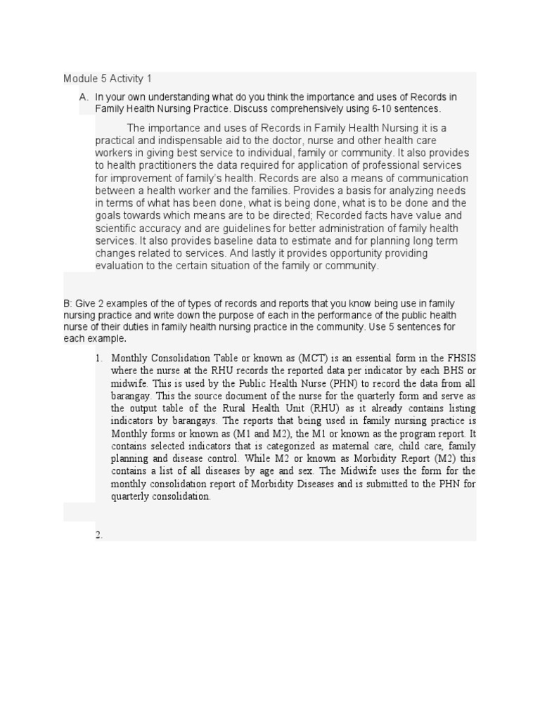 Module 5 Activity 1 | PDF | Nursing | Public Health