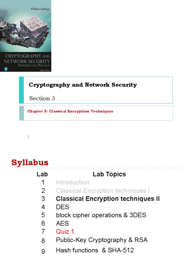 Section 03 - Classical Encryption Techniques II | PDF | Cryptography | Encryption