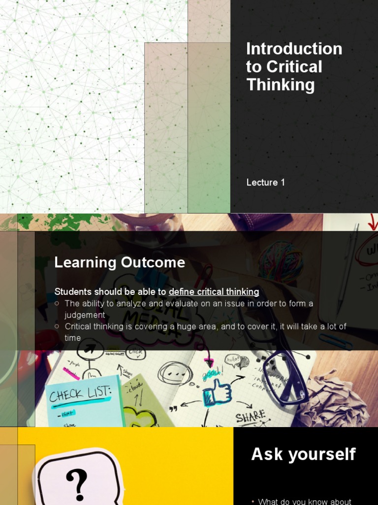 Lecture 1 - Introduction To Critical Thinking | PDF | Critical Thinking ...