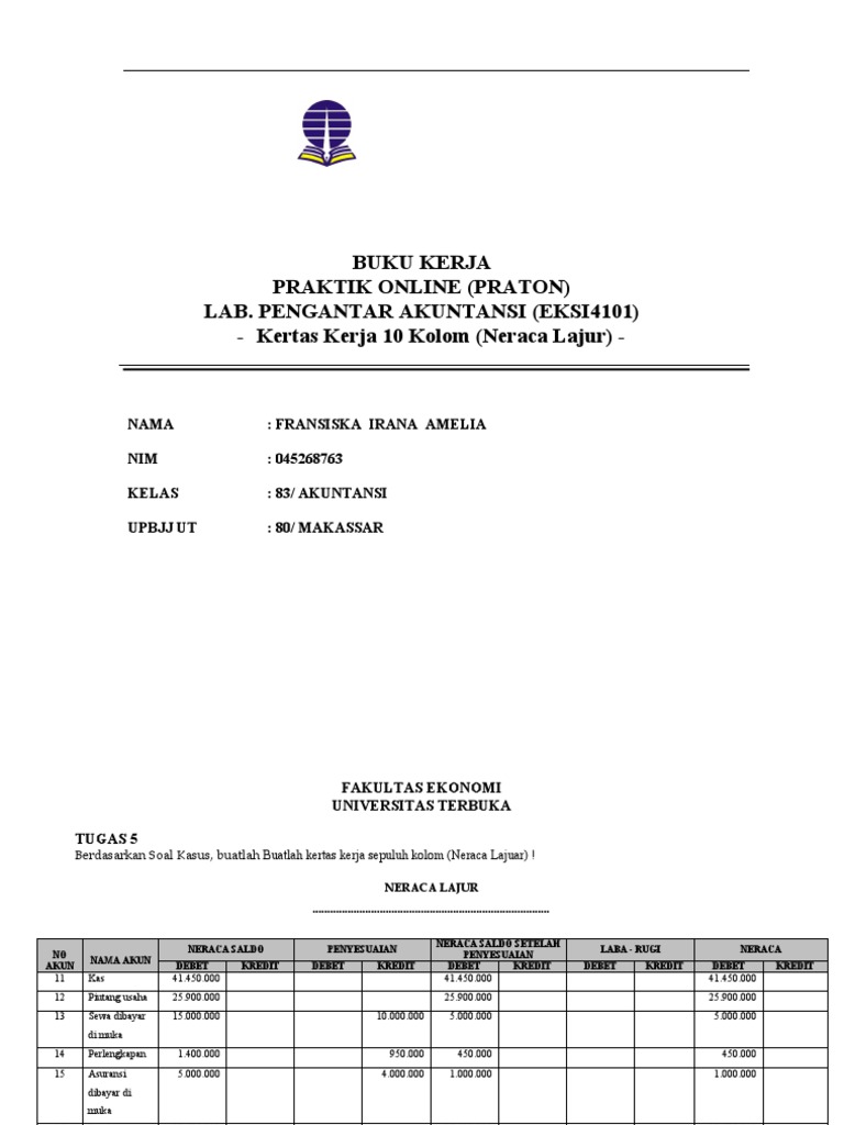 Jawaban Tugas 6 - Lab. Akuntansi | PDF