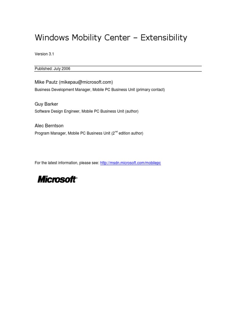 Windows Mobility Center Oem Deployment Pdf Windows Registry Component Object Model