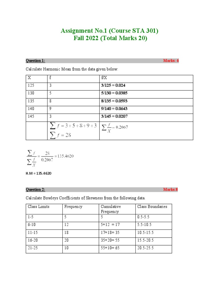 STA301 Assignment SOlutin | PDF STA301 Assignment SOlutin | PDF