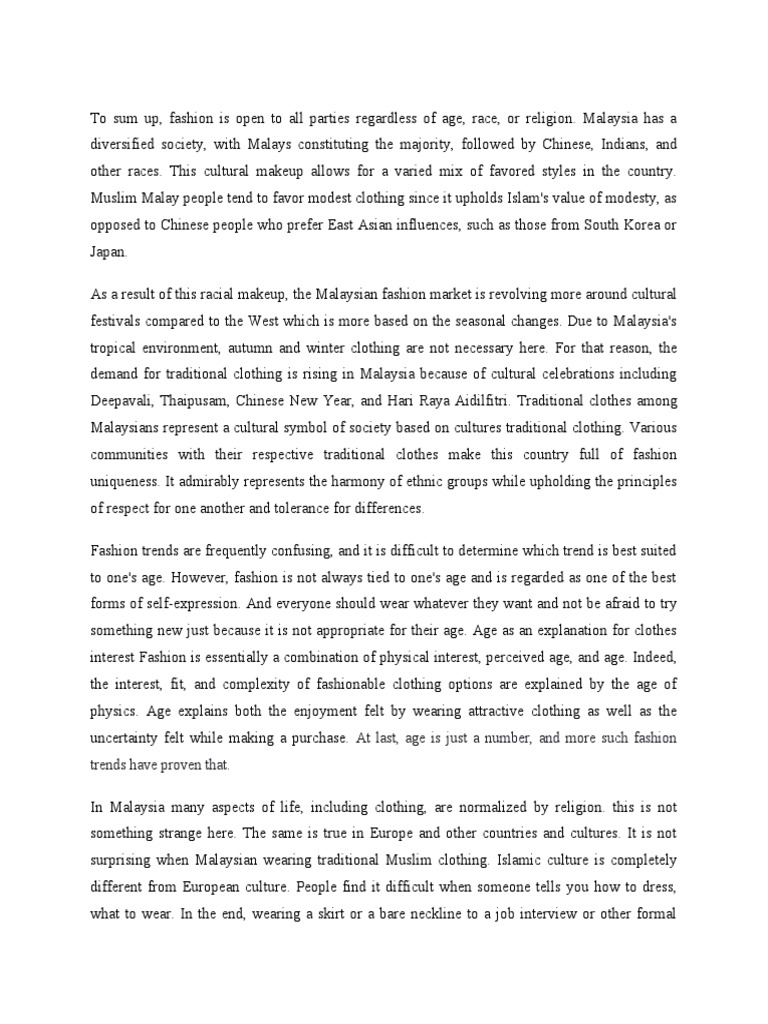 Conclusion Fashion For All | PDF | Malaysia | Fashion