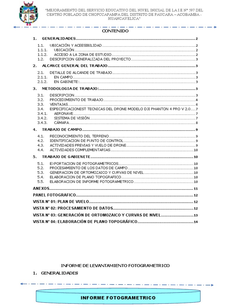 Informe Levantamiento Fotogrametrico | PDF | Sistema de información geográfica | Topografía