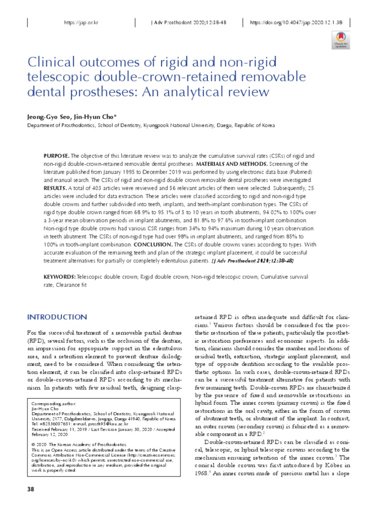 Clinical Outcomes of Rigid and Non-Rigid | PDF | Dental Implant ...