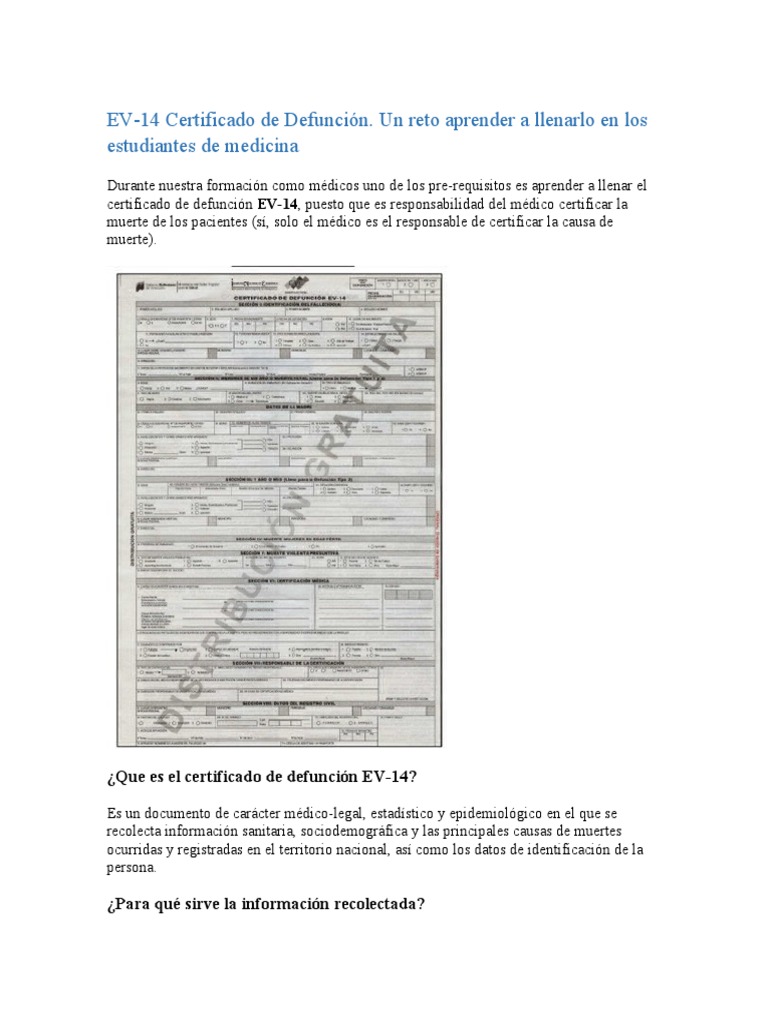 Guía Completa para Llenar el EV-14 | PDF | Muerte | Hipertensión