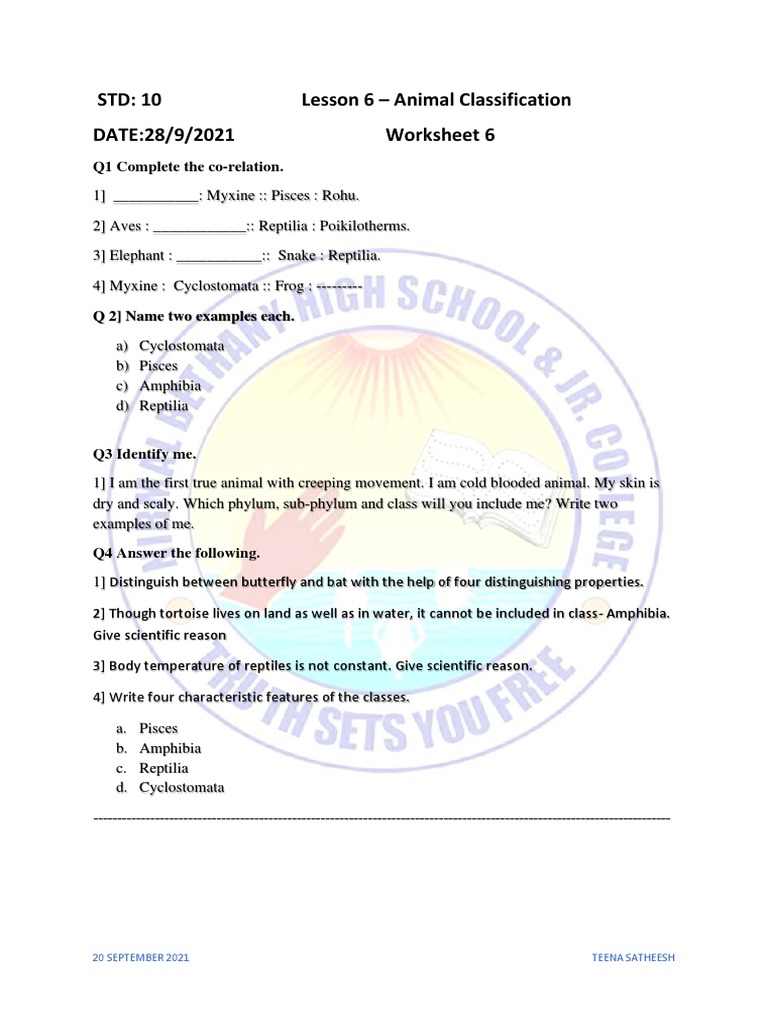 STD X SC 2 - LS 6 - WORKSHEET - 6 (2021) Psososodoofkf | PDF