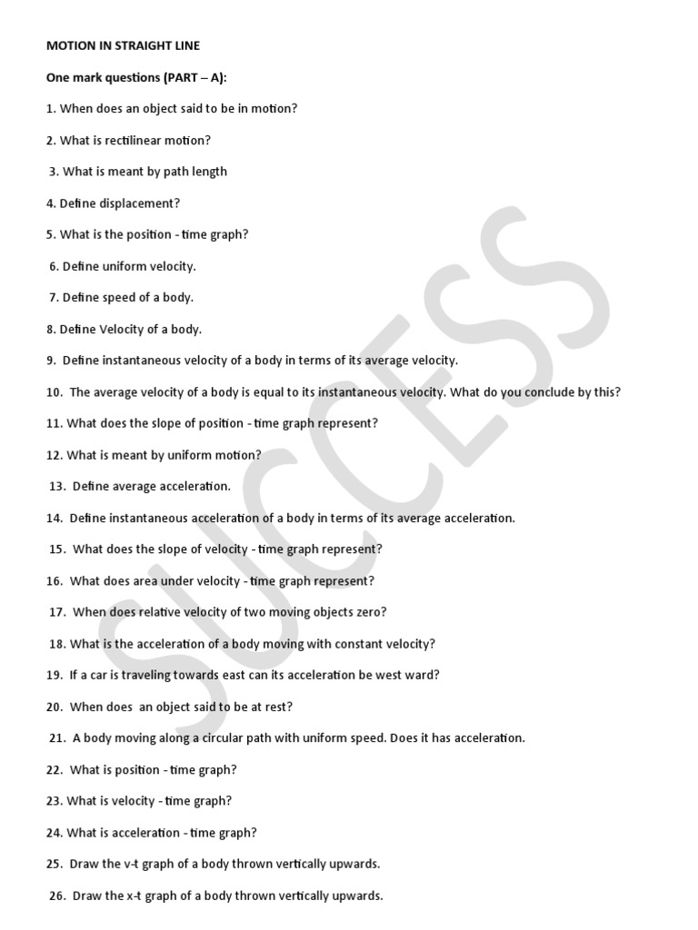 Motion in Straight Line | PDF | Acceleration | Velocity