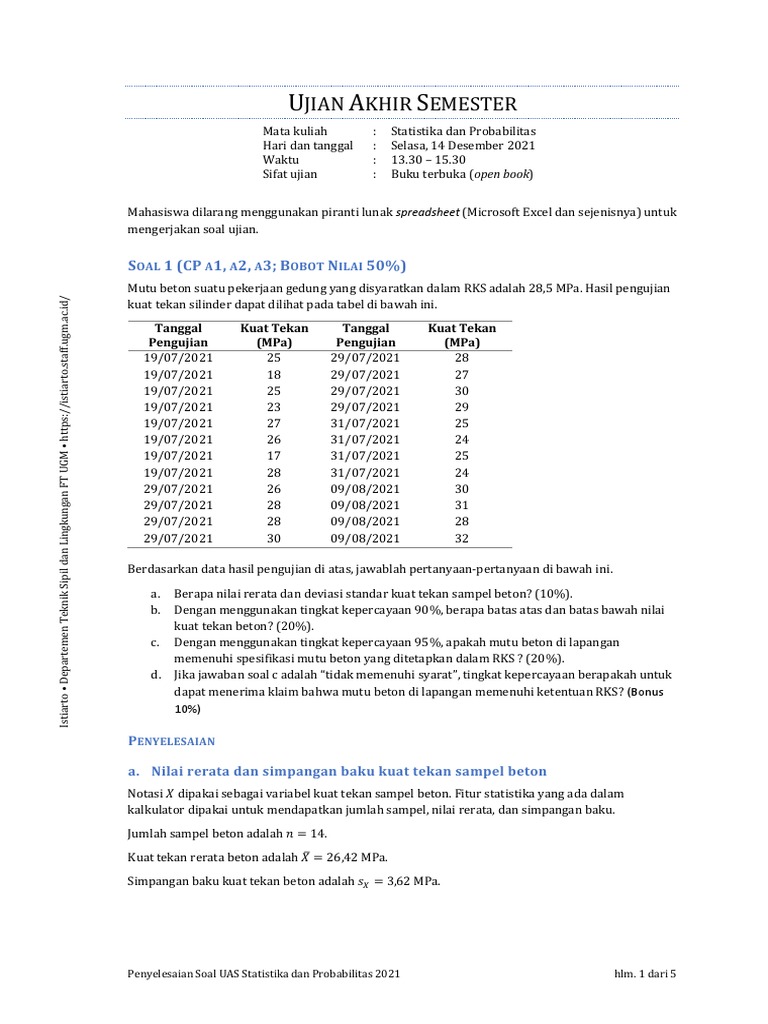 UAS Statistika dan Probabilitas | PDF