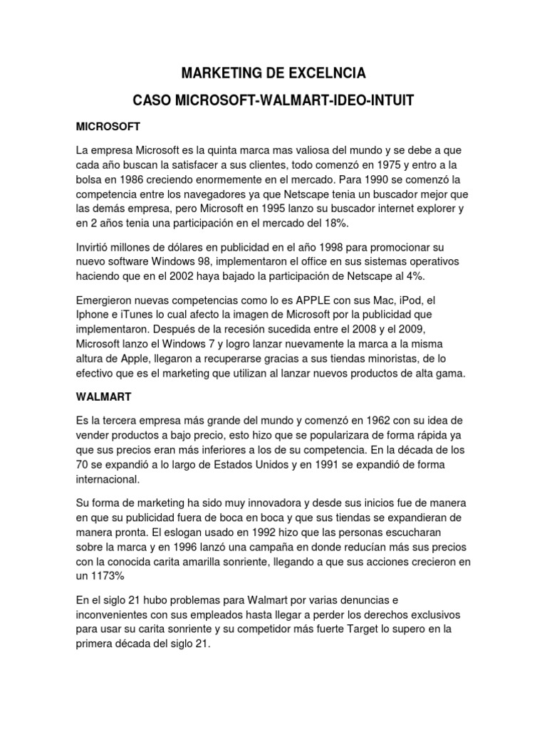 Caso Microsoft y Demas | PDF | Microsoft | Marketing