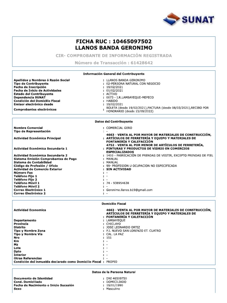 Ficha Ruc Gero | PDF
