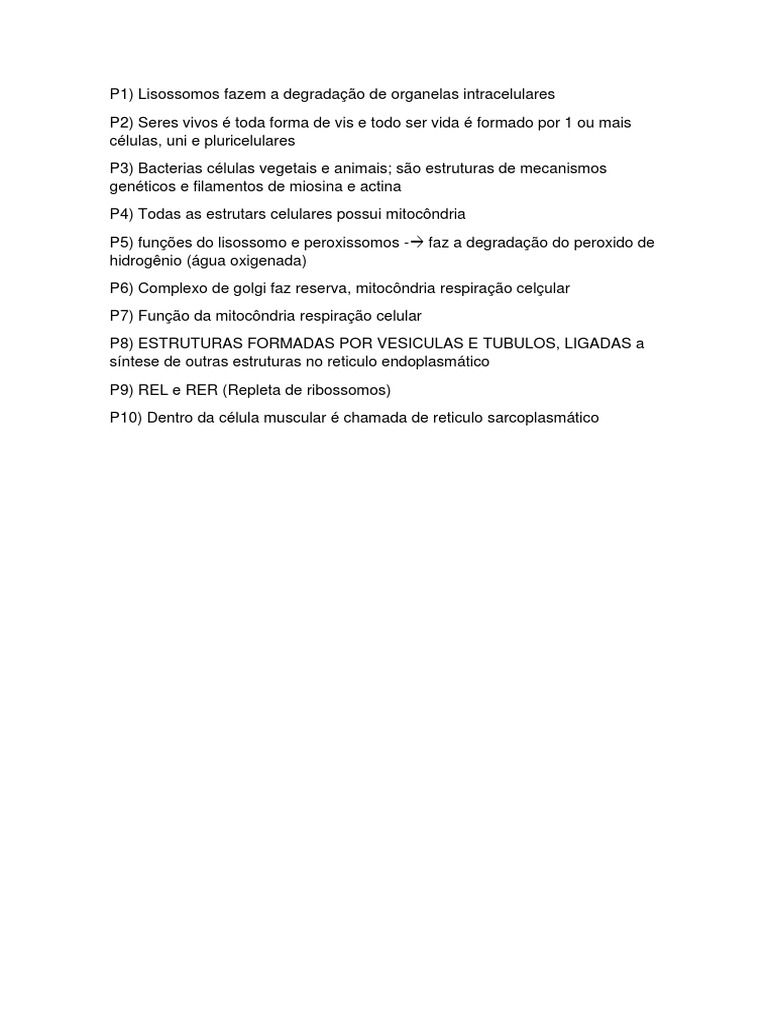 Revisão Bio Celular | PDF