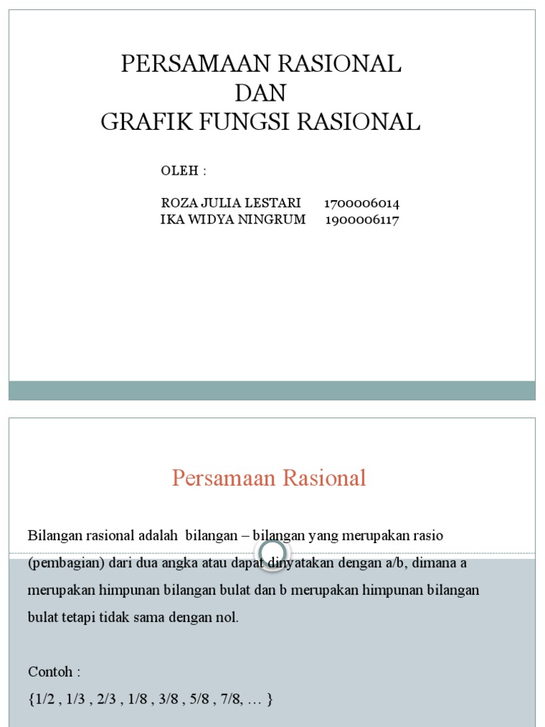 Persamaan Rasional Dan Grafiknya | PDF | Metode & Bahan Ajar