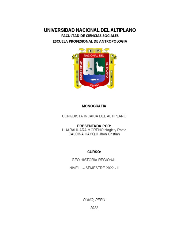 Conquista Incaica Altiplanica 1 | PDF | Imperio Inca | Comunidad andina