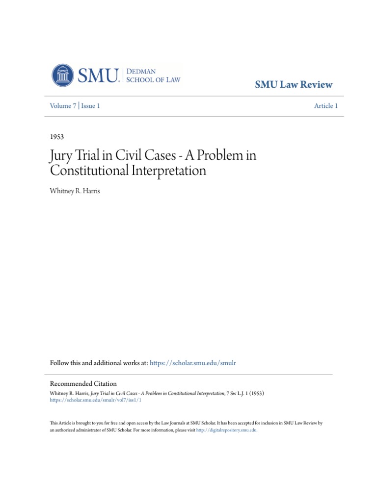Jury Trials in Civil Cases: Constitutional Issues | PDF | Jury Trial ...