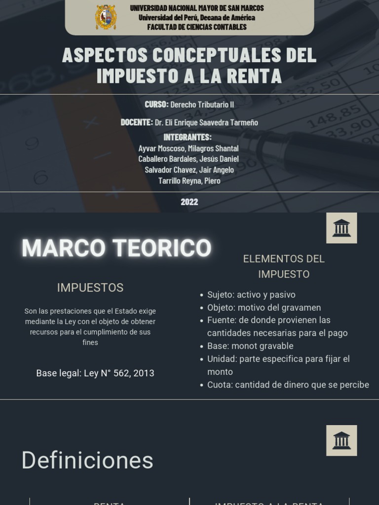 g2 Aspectos Conceptuales Del Impuesto A La Renta | PDF | Impuestos | Impuesto sobre la renta