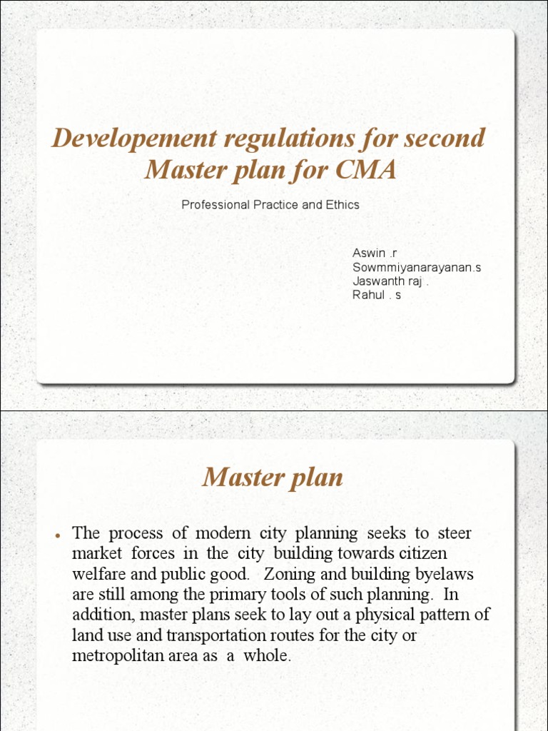 Development Regulations for Second Master Plan for CMA - Strategies to ...