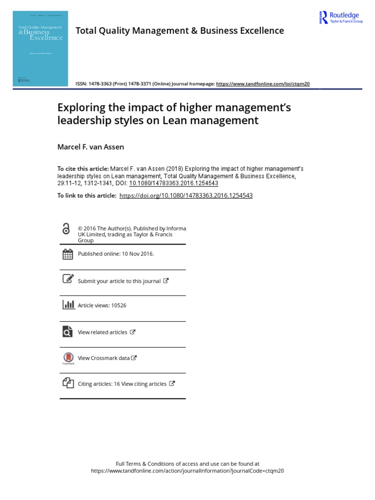 Exploring The Impact of Higher Management S Leadership Styles On Lean ...