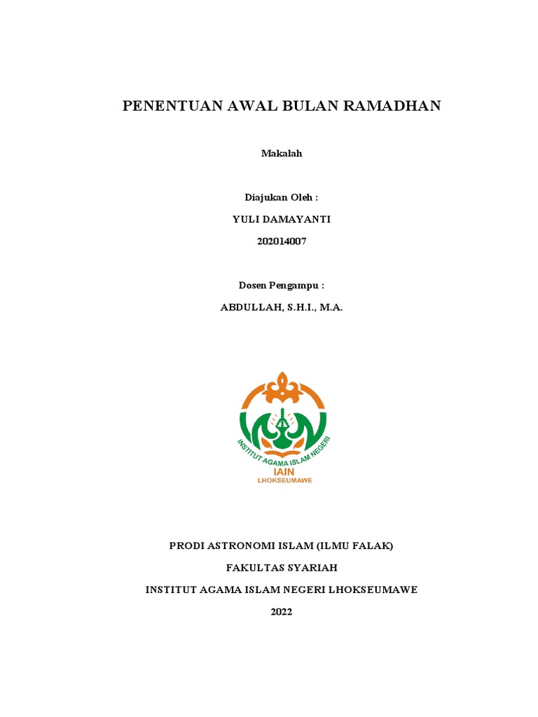 Penentuan Awal Bulan Ramadhan Pdf