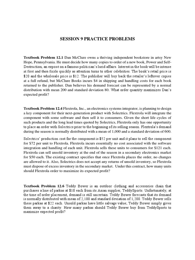 Session 9 Problems | PDF | Inventory | Textbook