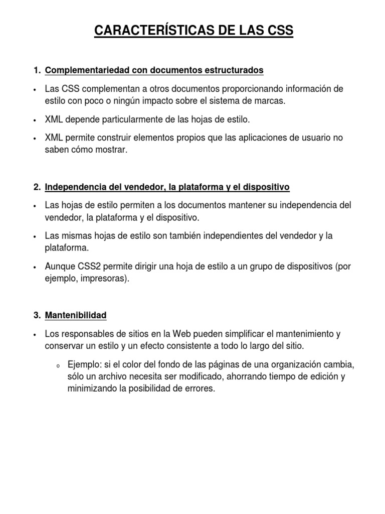 Características de Las CSS | PDF | Informática | Edad de información
