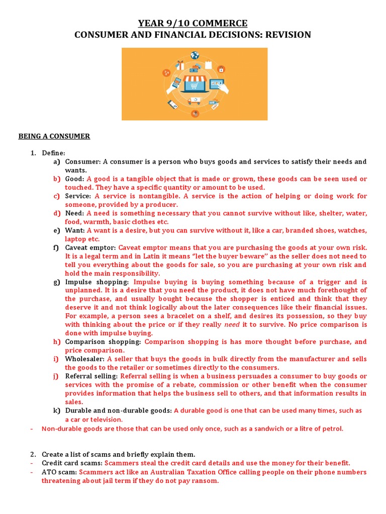 Consumer and Financial Decisions - Revision | PDF | Online Shopping ...