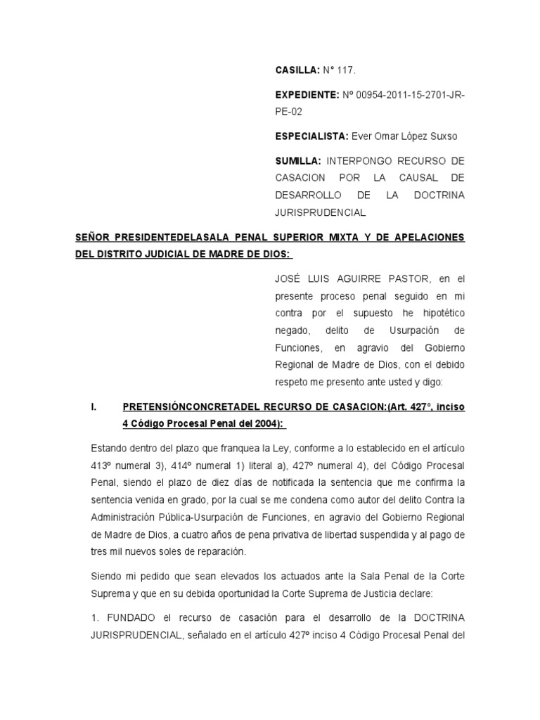 Modelo de Casación Penal | PDF | Caso de ley | Derecho penal