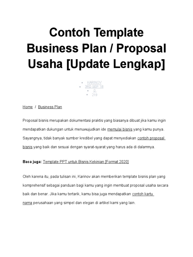 Contoh Template Business Plan | PDF