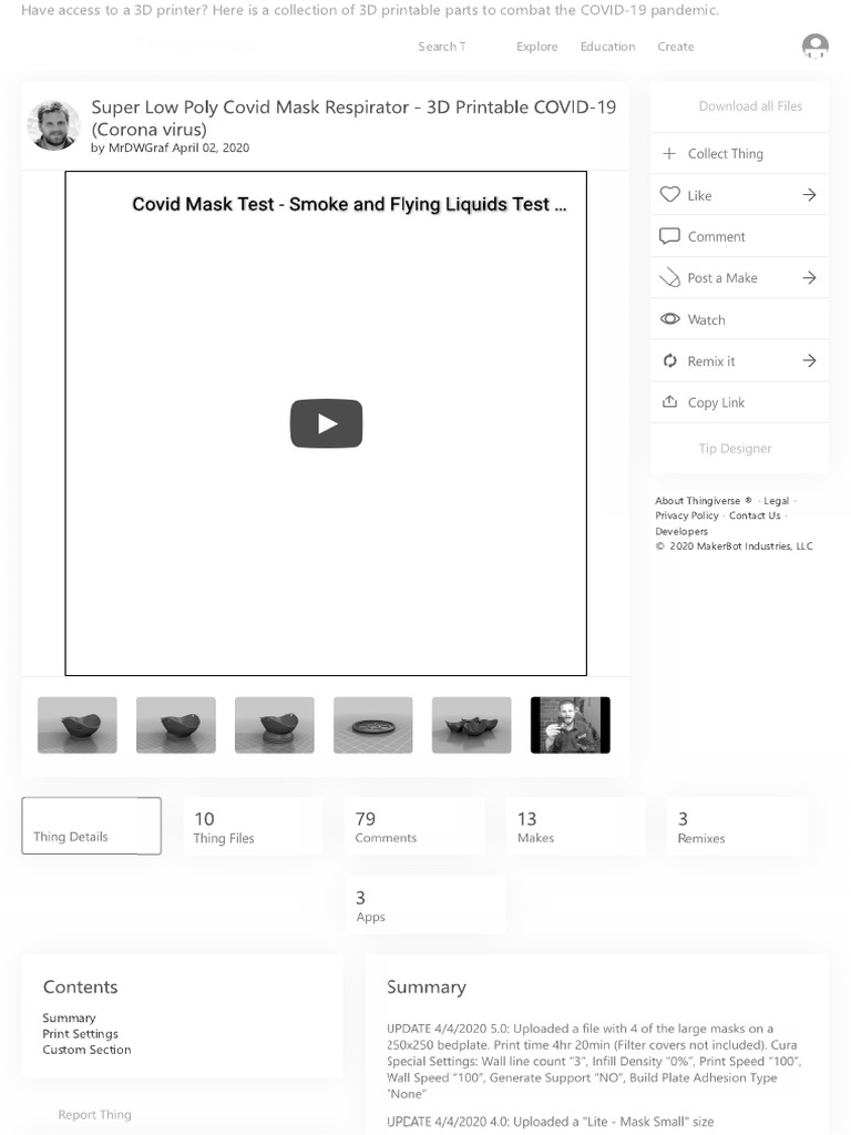 Super Low Poly Covid Mask Respirator - 3D Printable COVID-19 (Corona ...