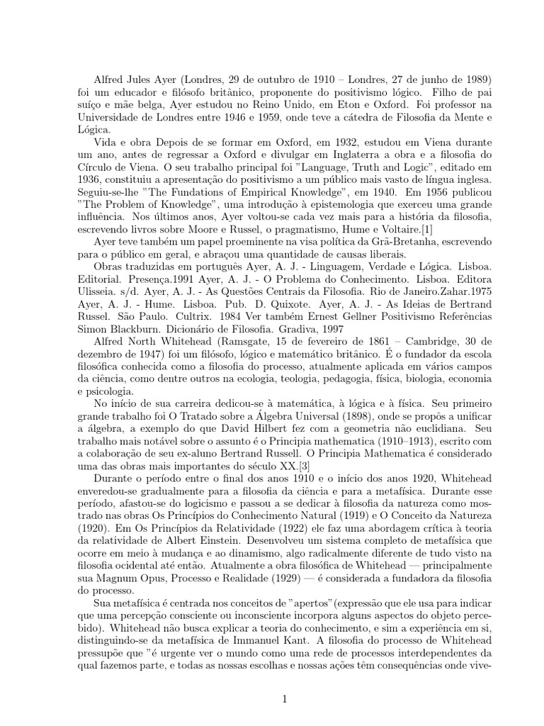 Alfred Jules Ayer e Outro | PDF | Alfred North Whitehead | Science