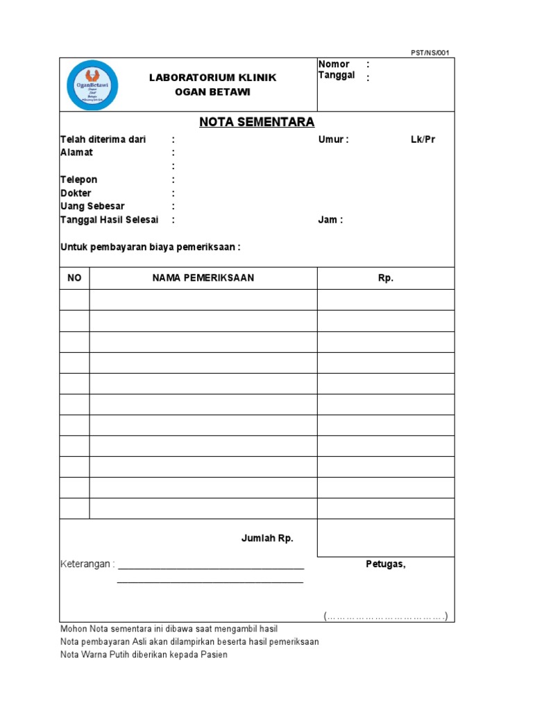 Form Nota Sementara | PDF