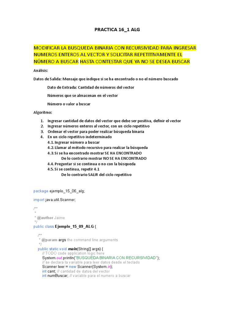 Búsqueda Binaria Recursiva en Java | PDF | Estructura de datos de ...