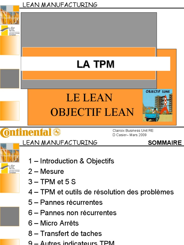 UTC Formation 2009 La TPM | PDF | Lean (production) | Processus d'affaires