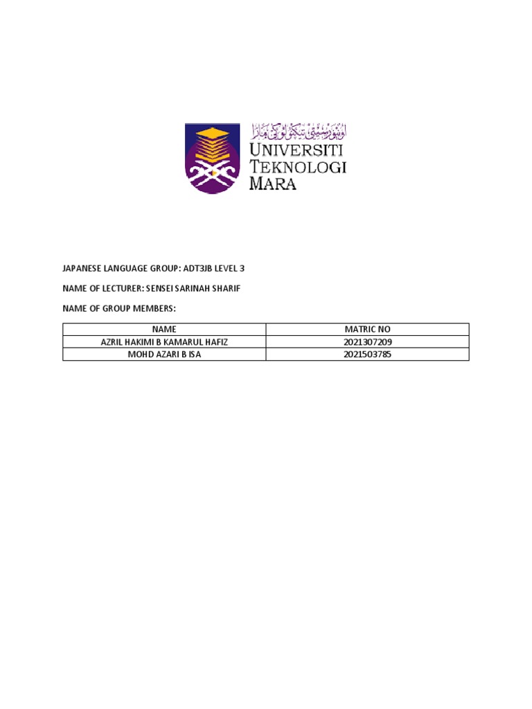 Script Simulation 1 Japanese UiTM | PDF | Home & Garden | Art