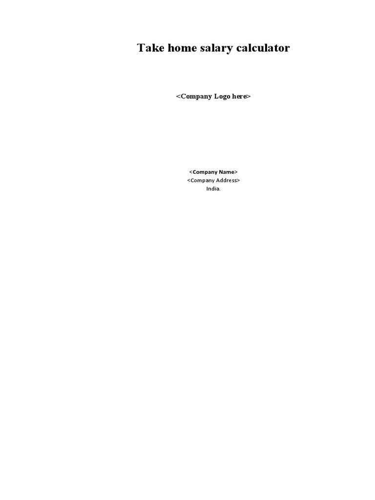 Take Home Salary Calculator 1 | Download Free PDF | Taxes | Tax Deduction