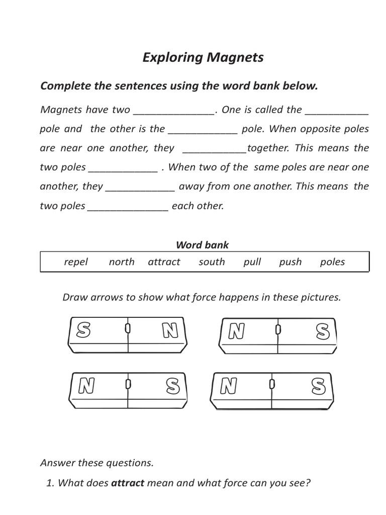 Exploring Magnet Forces Worksheet | PDF | Self-Improvement