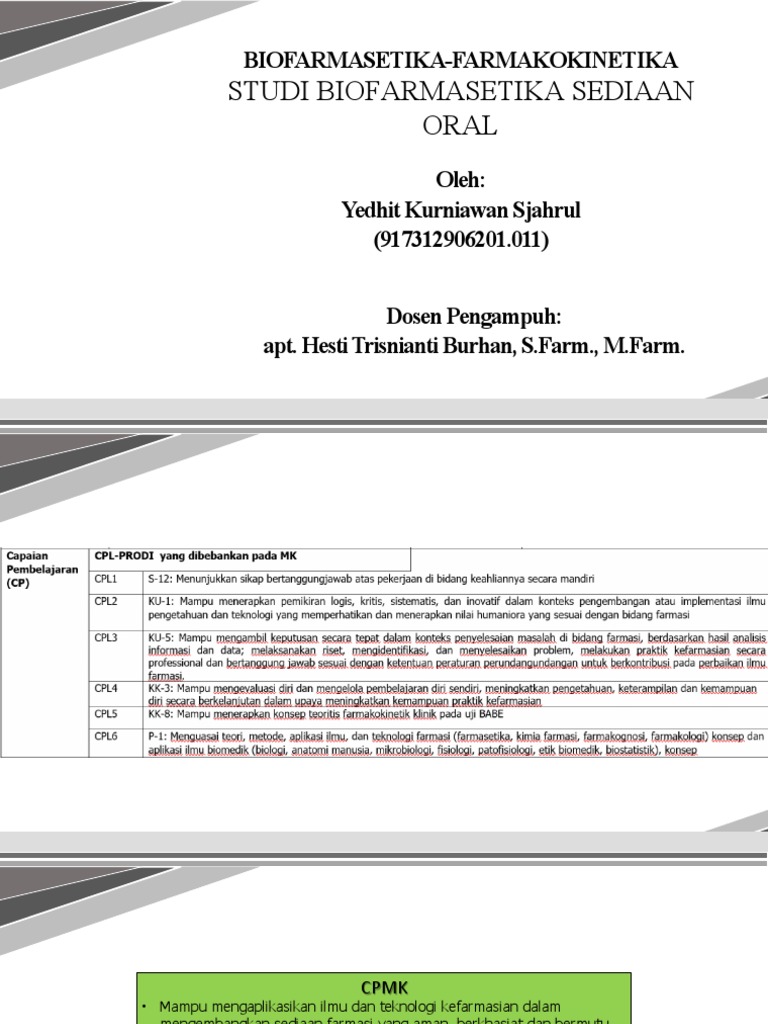 Biofarmasetika Sediaan Oral | PDF