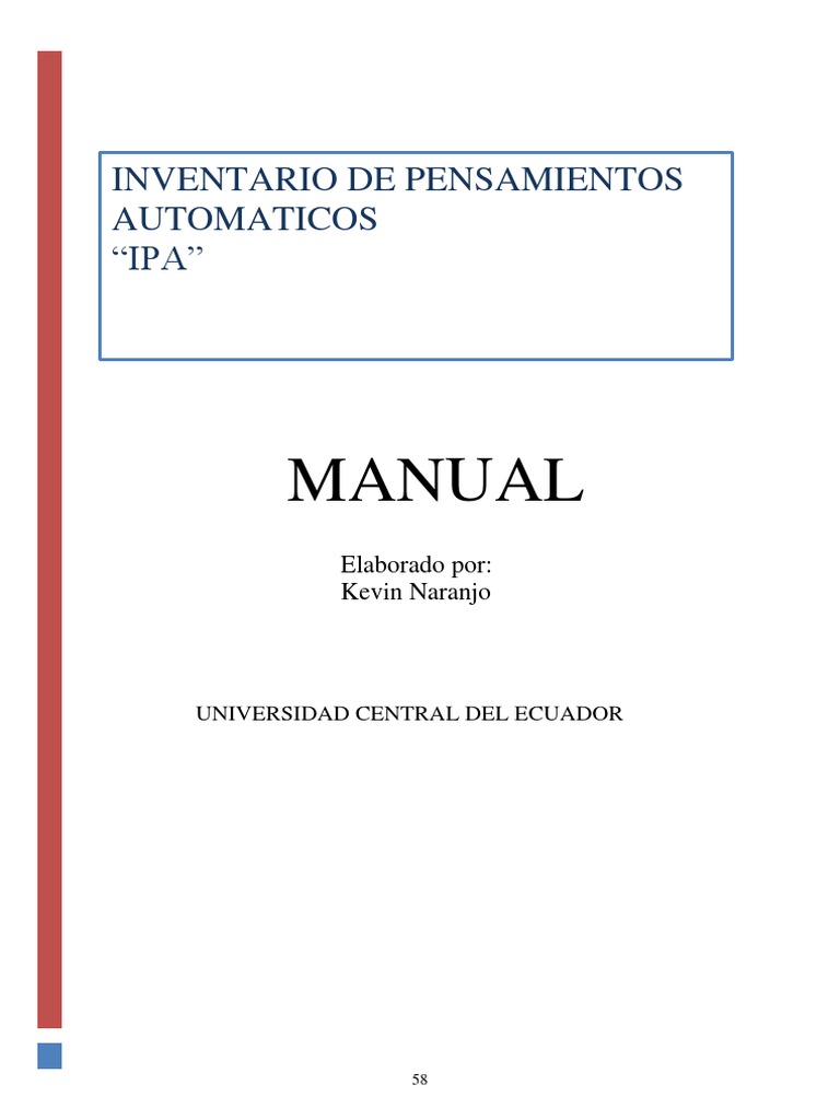Inventario De Pensamientos Automáticos Manual Pdf Sicología