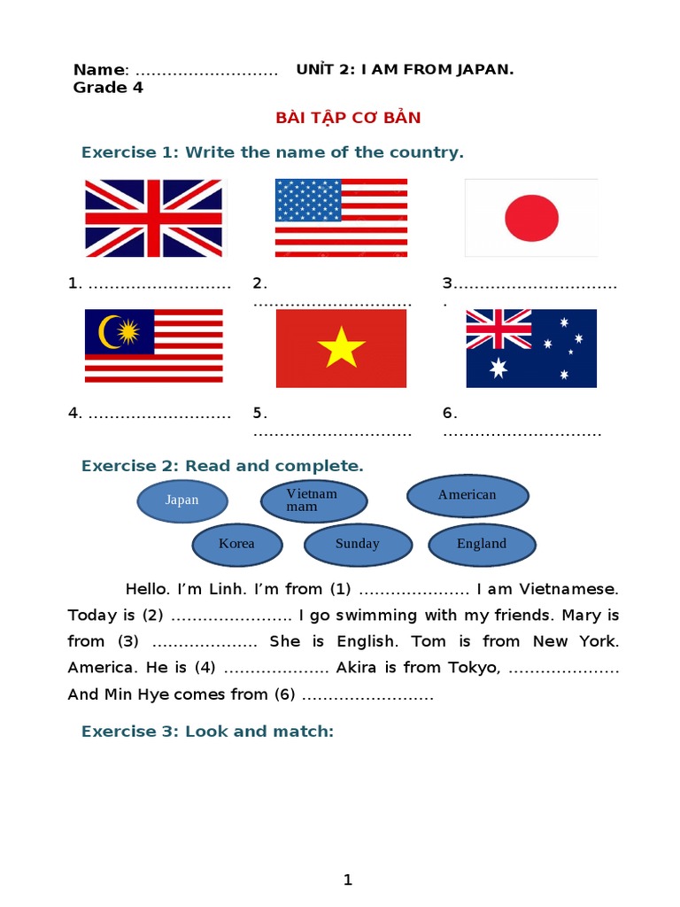 Bài tập cơ bản và nâng cao Tiếng Anh 4 UNIT 2 | PDF | Vietnam ...