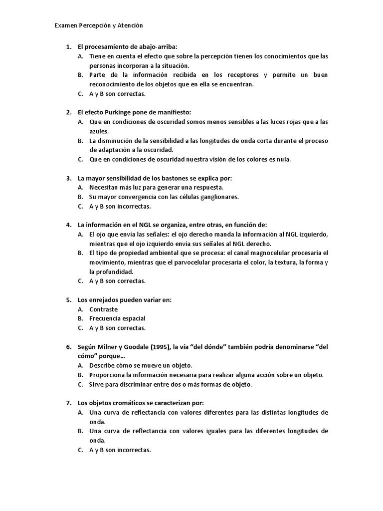 Examen Percepción | PDF | Color | Percepción visual