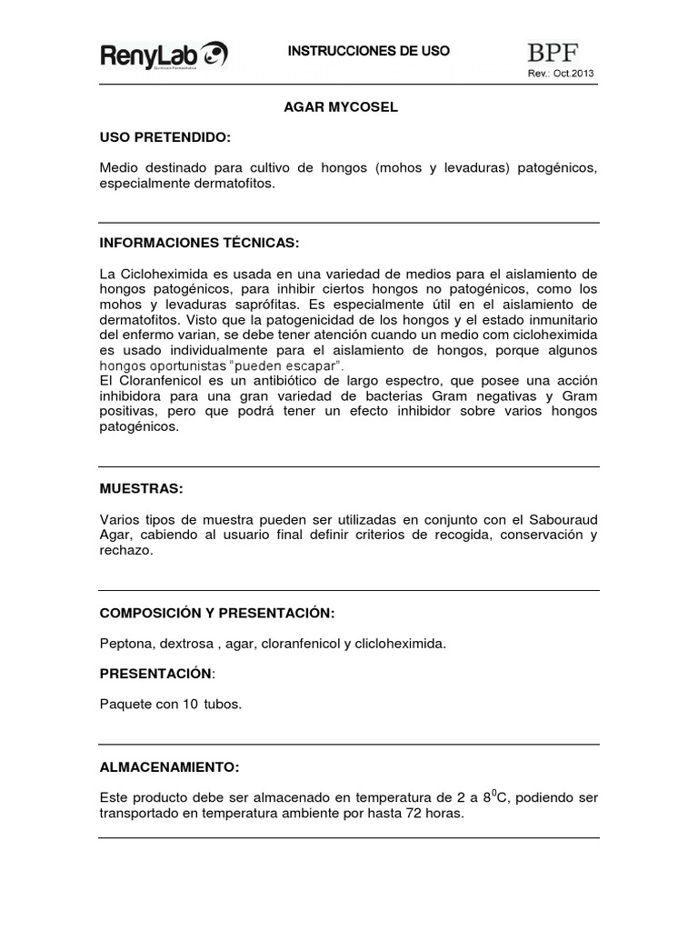 Agar Mycosel | Descargar gratis PDF | Microbiología | Biología