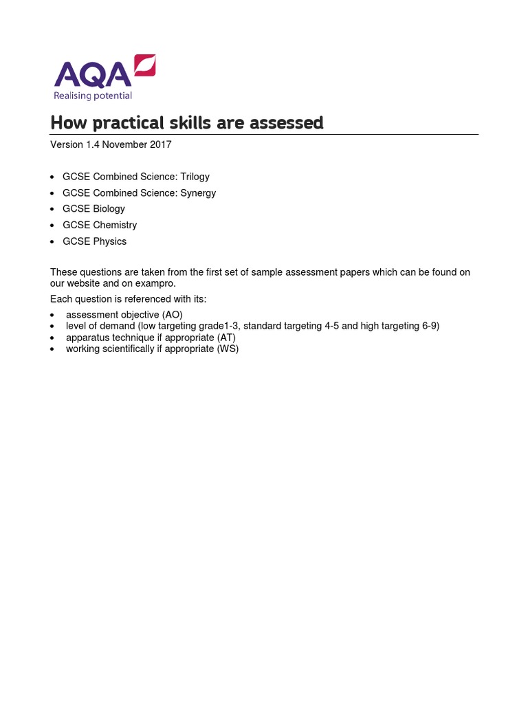 Practical Skills Assessment in Biology | PDF | Catalase | Glucose