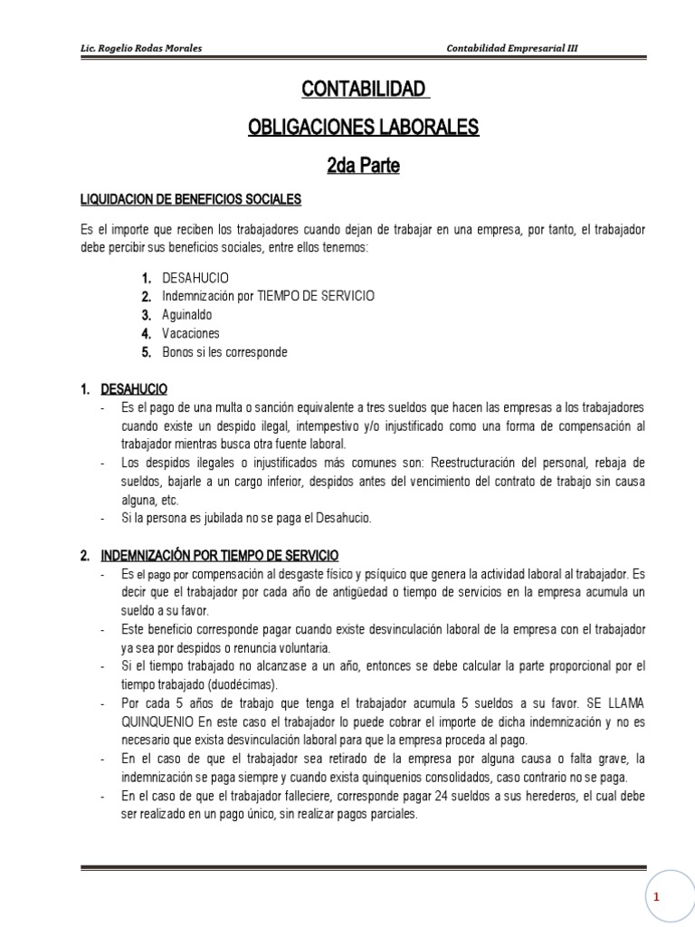 Liquidación de Beneficios Sociales | PDF | Salario | Liquidación