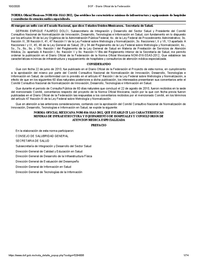 Nom 016 | PDF | Hospital | Cuidado de la salud